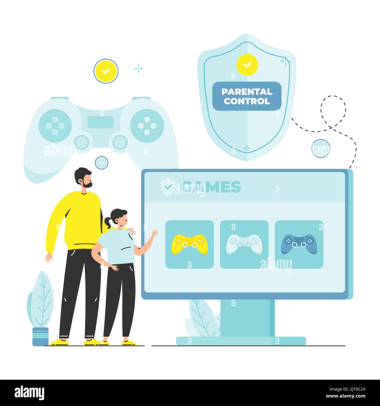 Parental control for kids gaming, vector illustration Stock Vector ...