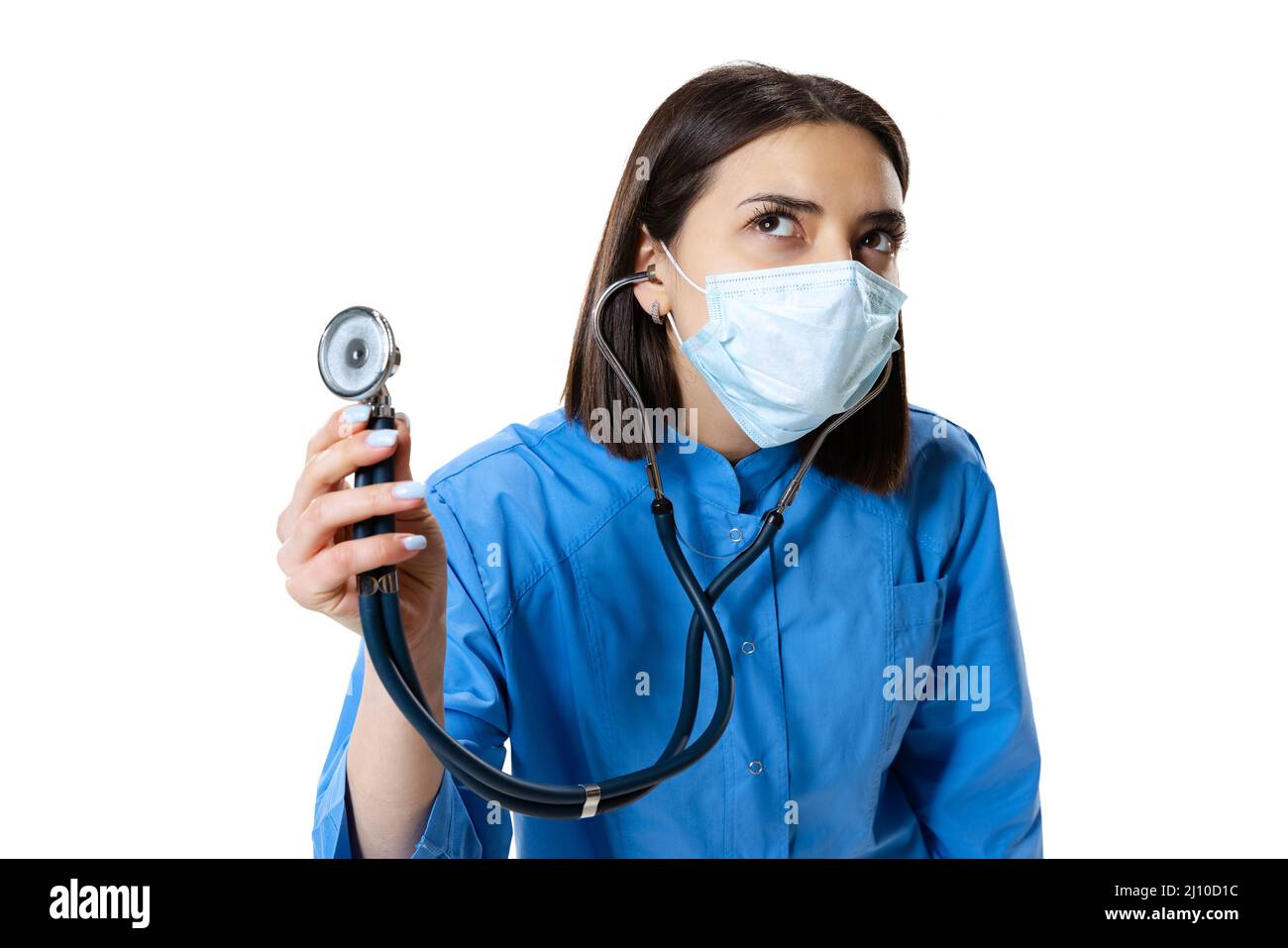 Portrait of young woman, doctor, therapeutic or medical advisor wearing ...