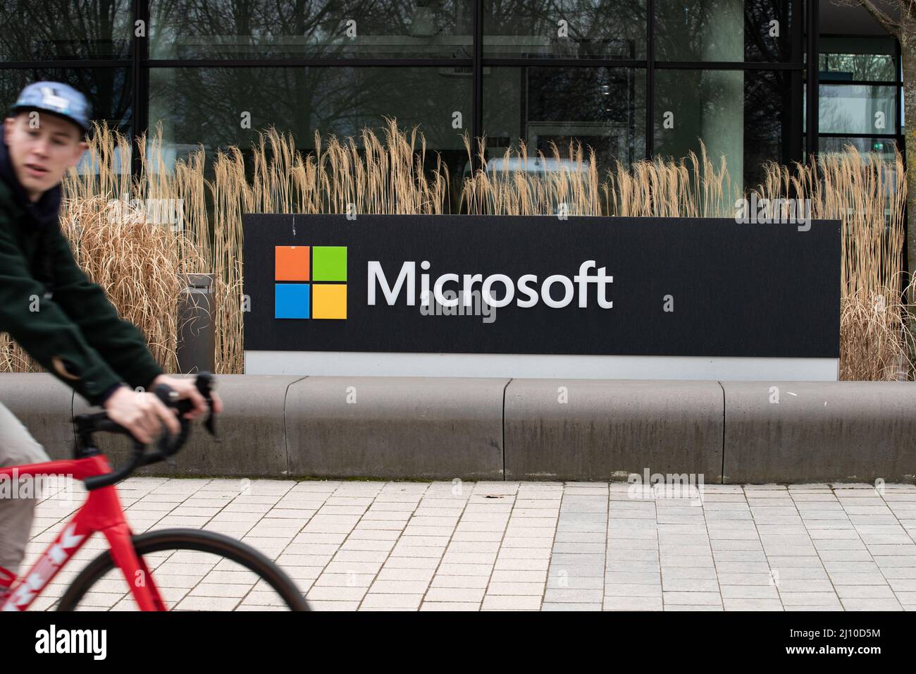 The German HQ of Microsoft seen in the Parstadt Schwabing in Munich ...