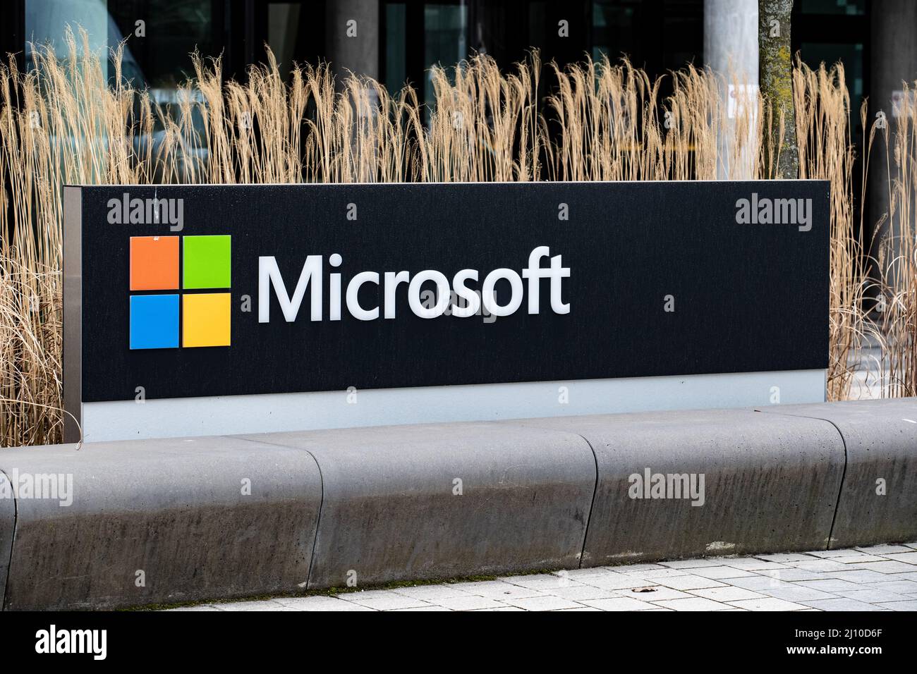 The German HQ of Microsoft seen in the Parstadt Schwabing in Munich ...