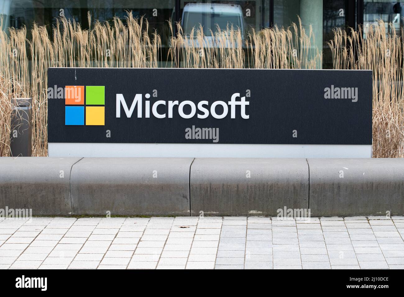 The German HQ of Microsoft seen in the Parstadt Schwabing in Munich ...