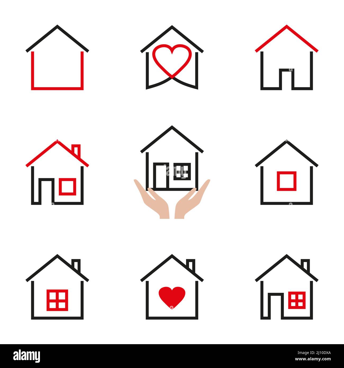 House vector icons, set logo symbols on white Stock Vector Image & Art ...
