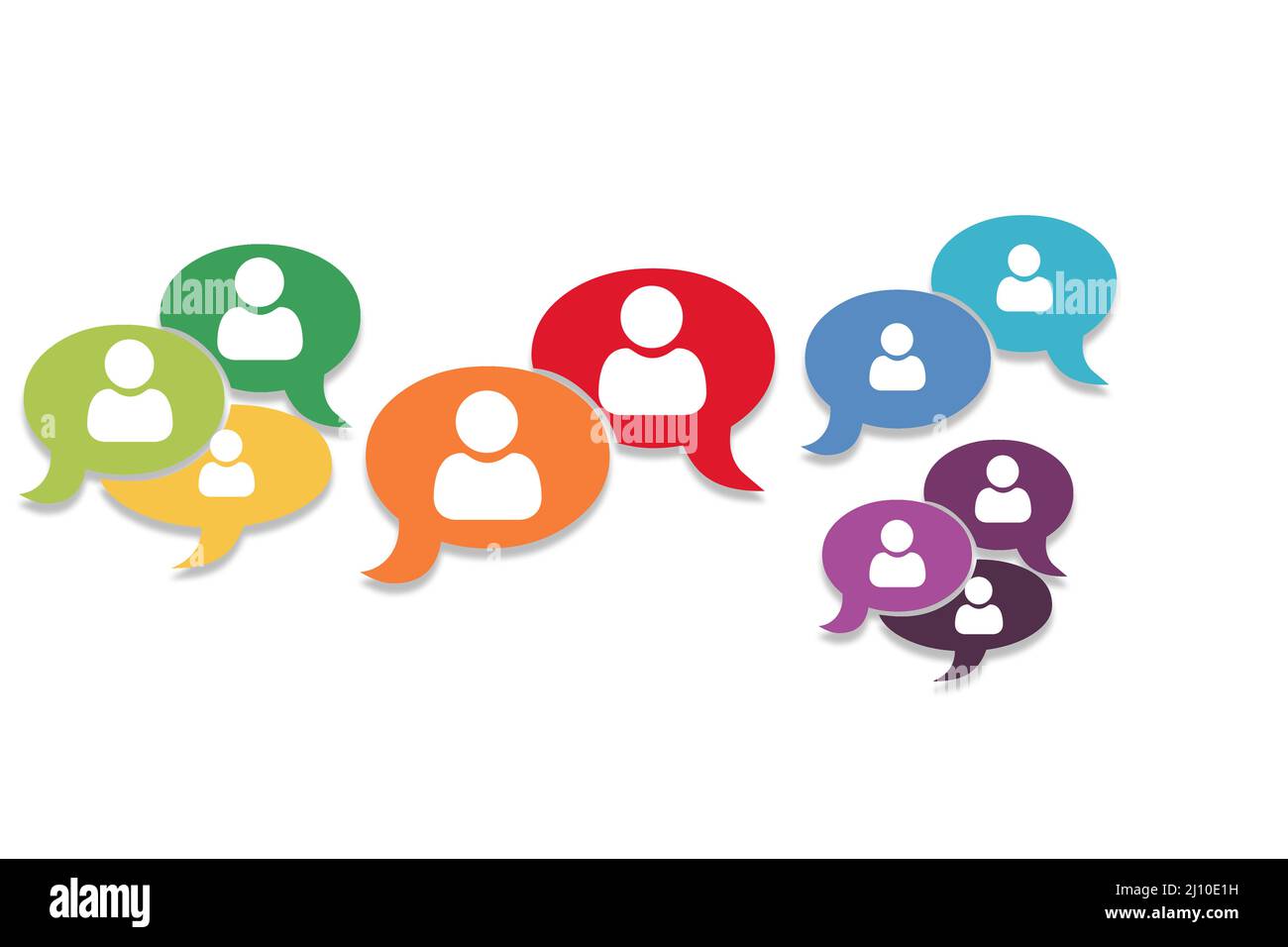 Illustration of human figures in online chat icons isolated on the ...