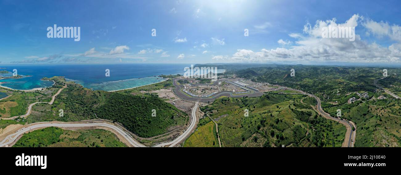 Aerial view of full track view of the mandalika circuit. The ...