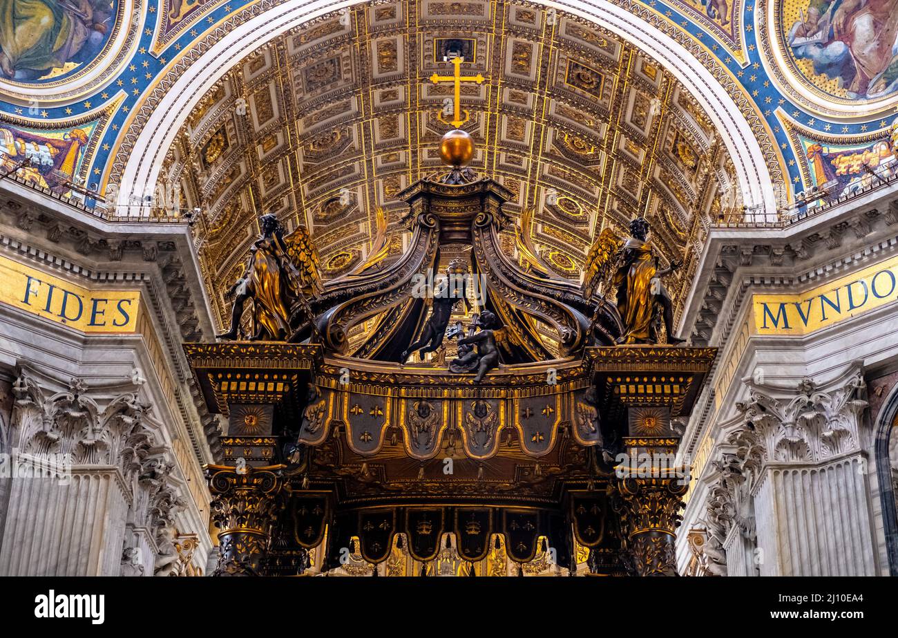 Rome, Italy - May 27, 2018: Presbytery and apse with St. Peter's ...