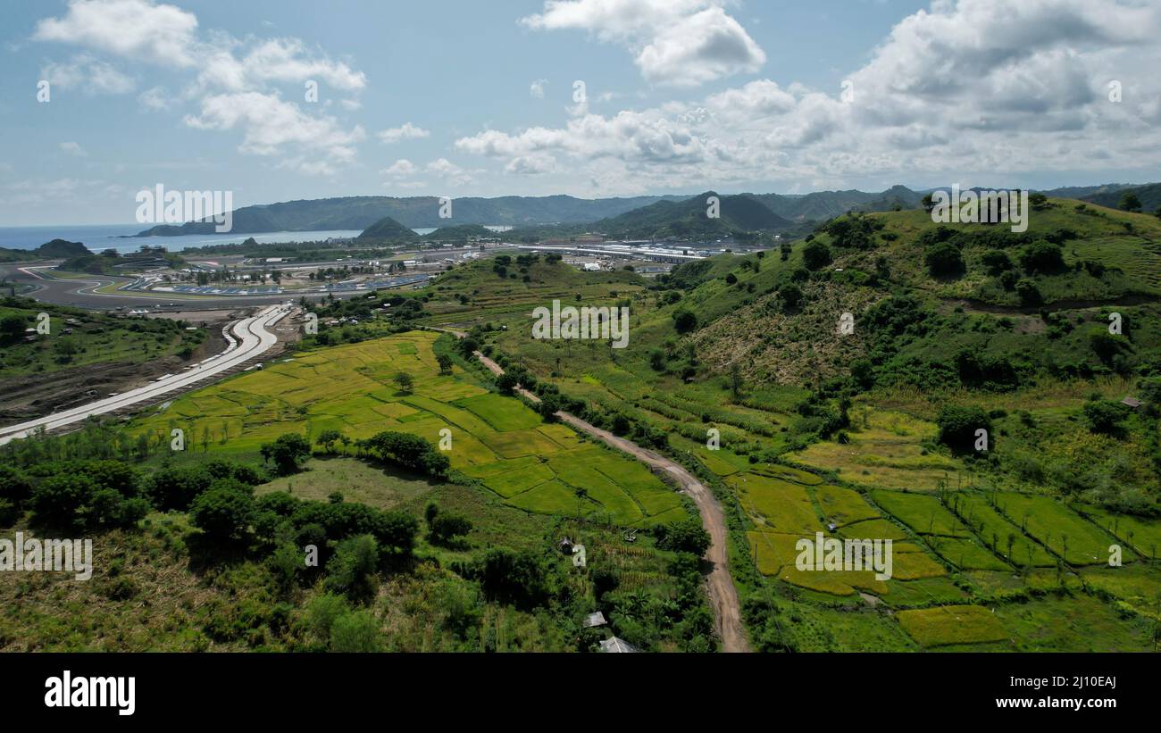Aerial view of full track view of the mandalika circuit. The ...
