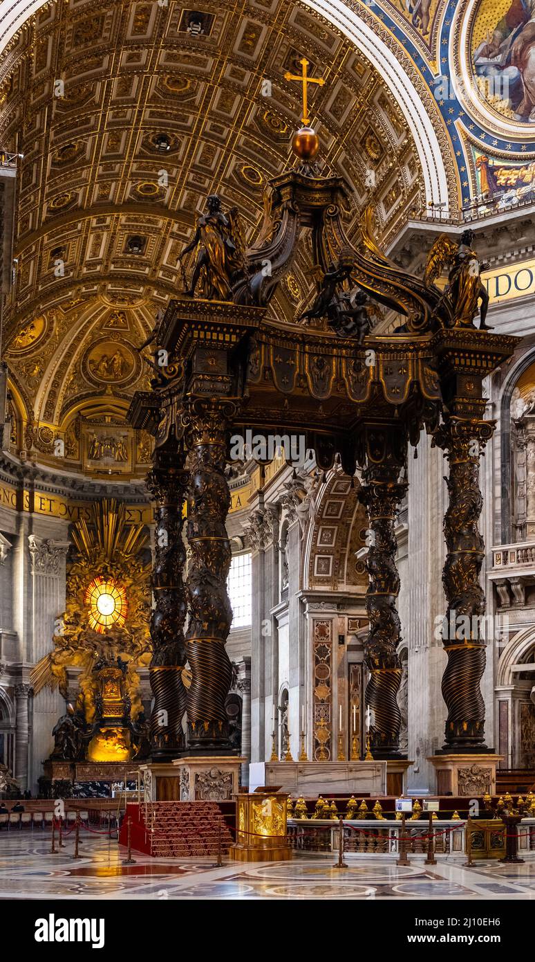 Rome, Italy - May 27, 2018: Presbytery and apse with St. Peter's ...