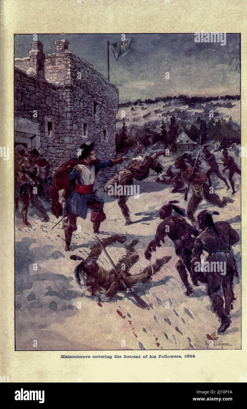 Maisonneuve covering the Retreat of his Followers [Paul de Chomedey ...