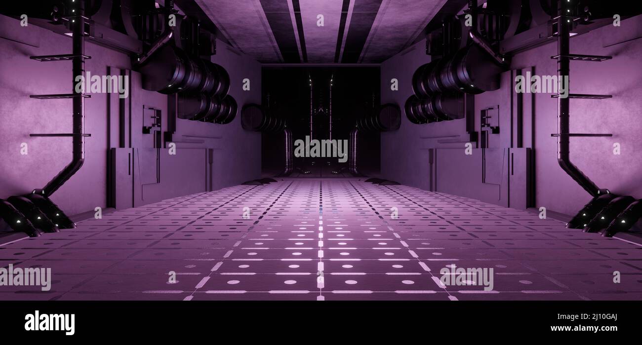 OuterSpace Club Futuristic Hallway Spaceship Interior Solid Concrete ...