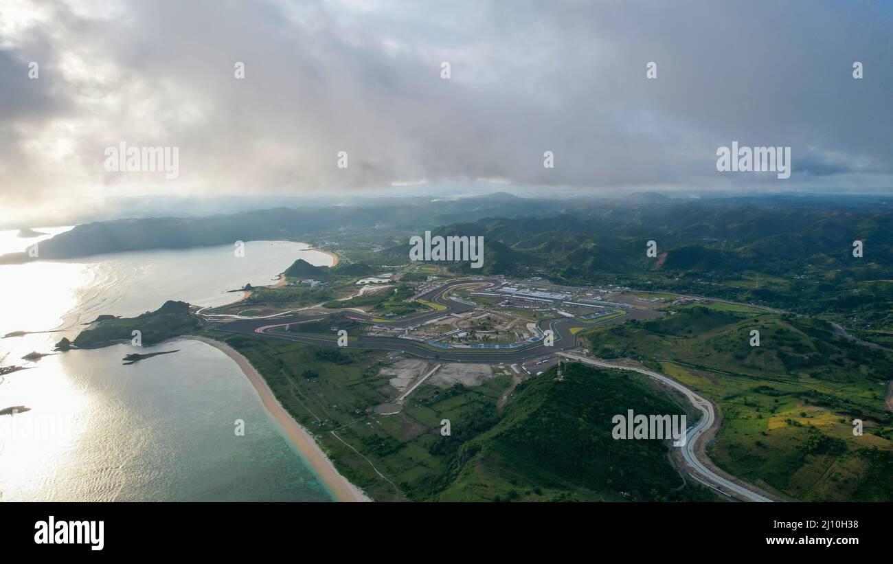 Aerial view of full track view of the mandalika circuit. The ...