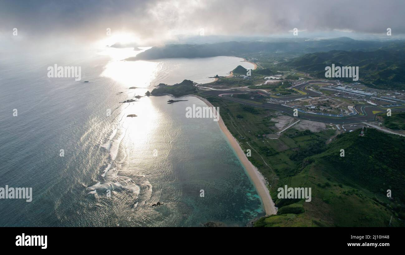 Aerial view of full track view of the mandalika circuit. The ...