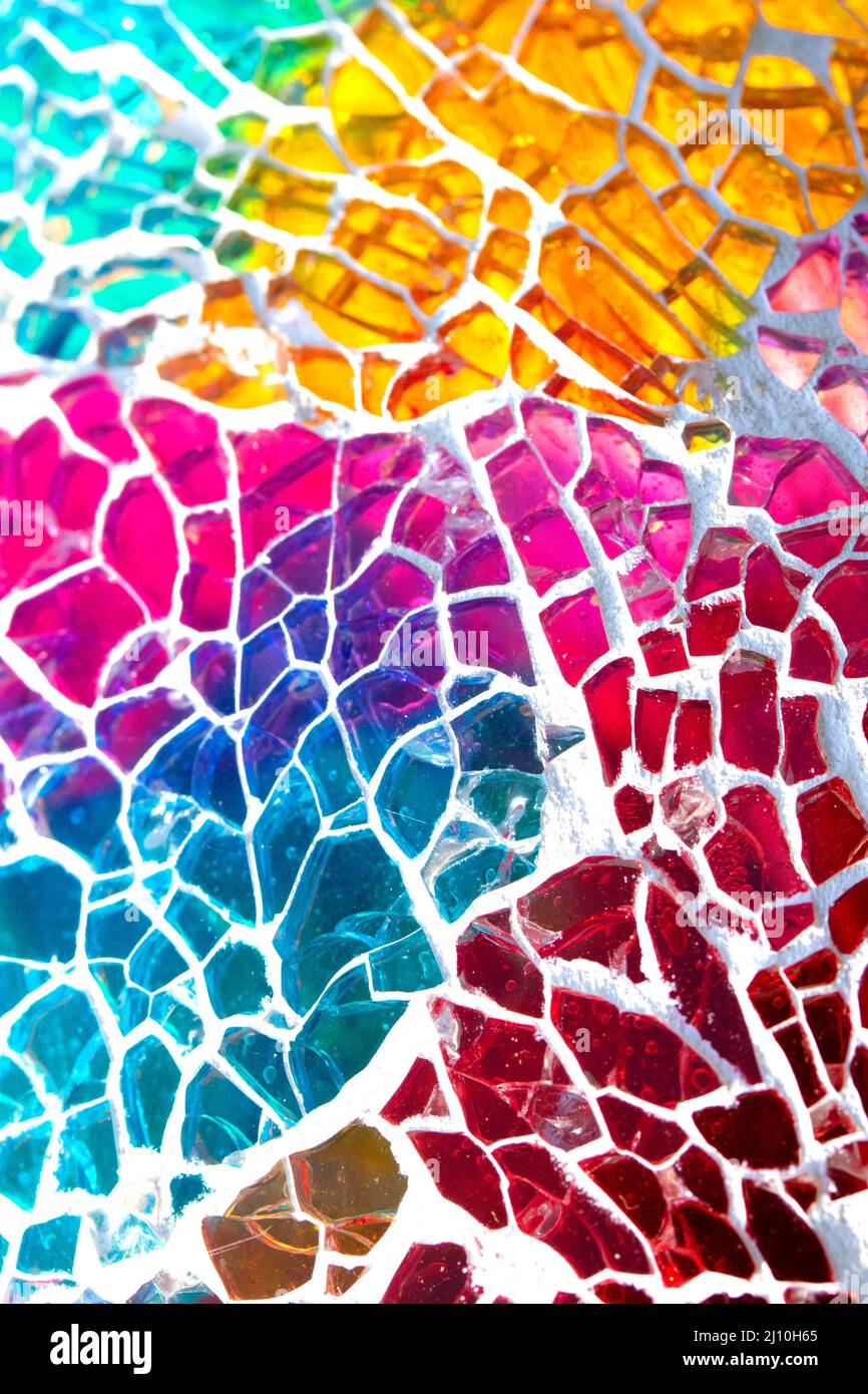 A Rainbow Vibrant Coloured Shattered Glasss Mosaic Background Stock ...