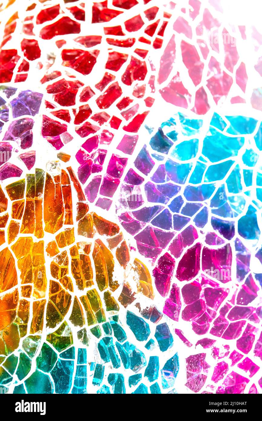 A Rainbow Vibrant Coloured Shattered Glasss Mosaic Background Stock ...