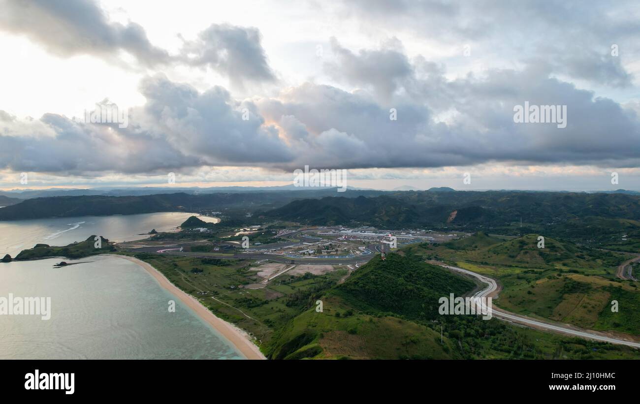 Aerial view of full track view of the mandalika circuit. The ...