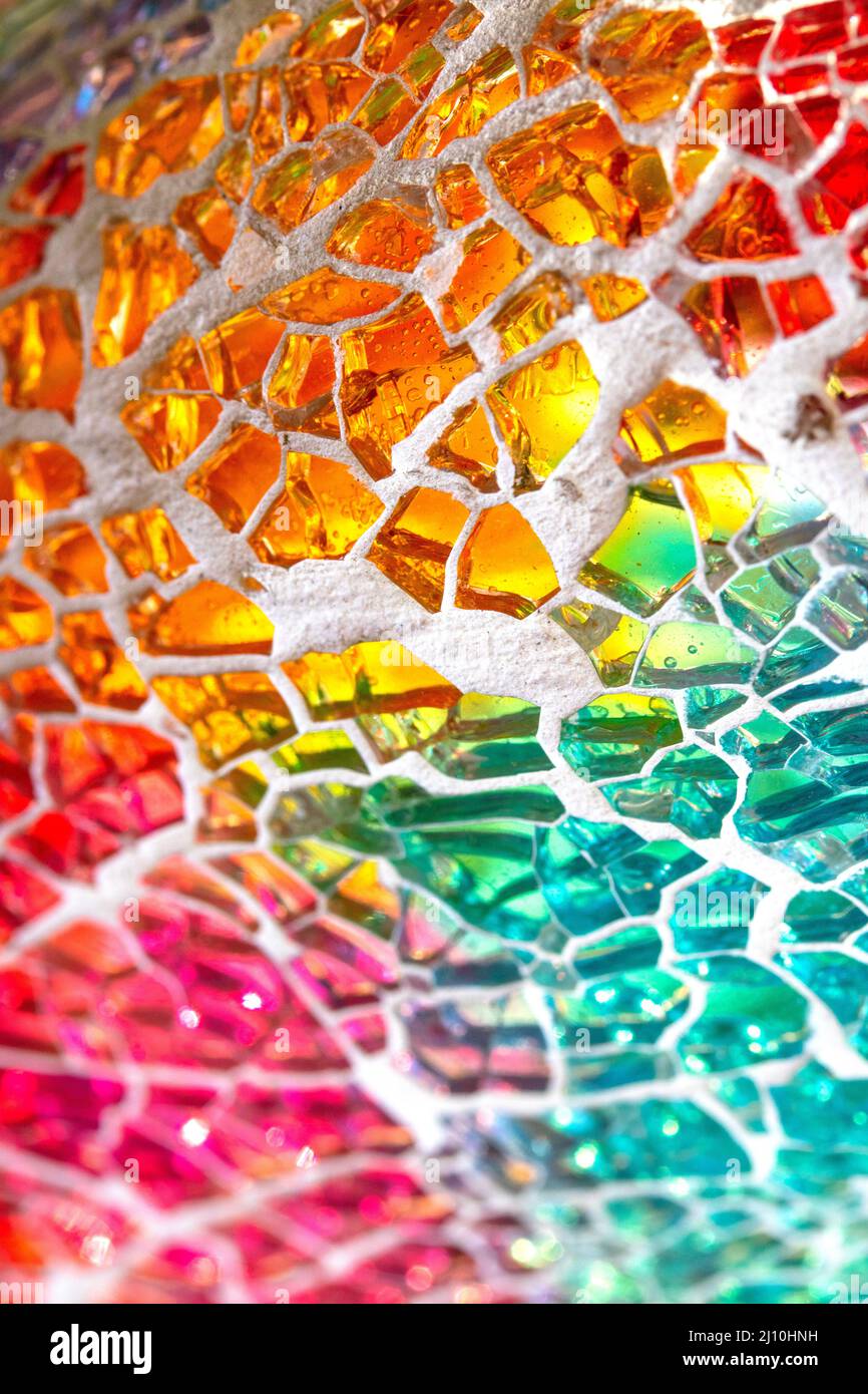 A Rainbow Vibrant Coloured Shattered Glasss Mosaic Background Stock ...