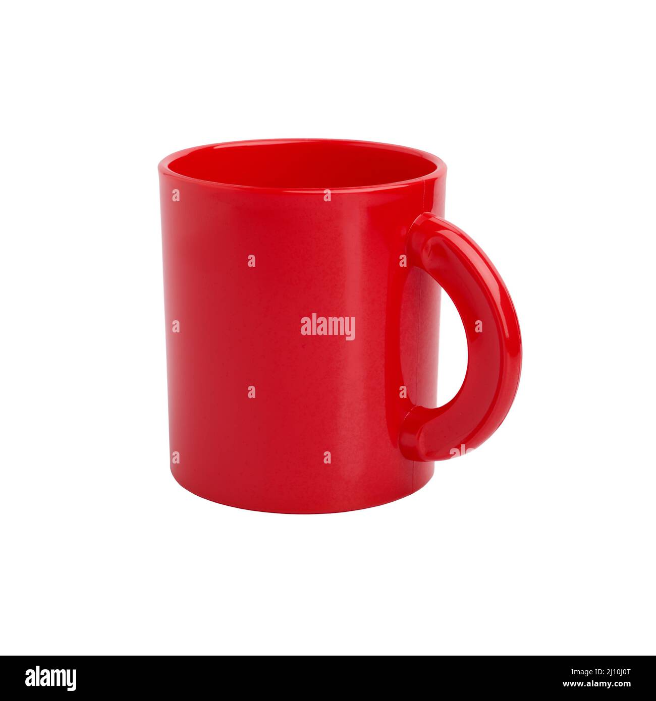 Plastic red mug isolated on white background Stock Photo - Alamy