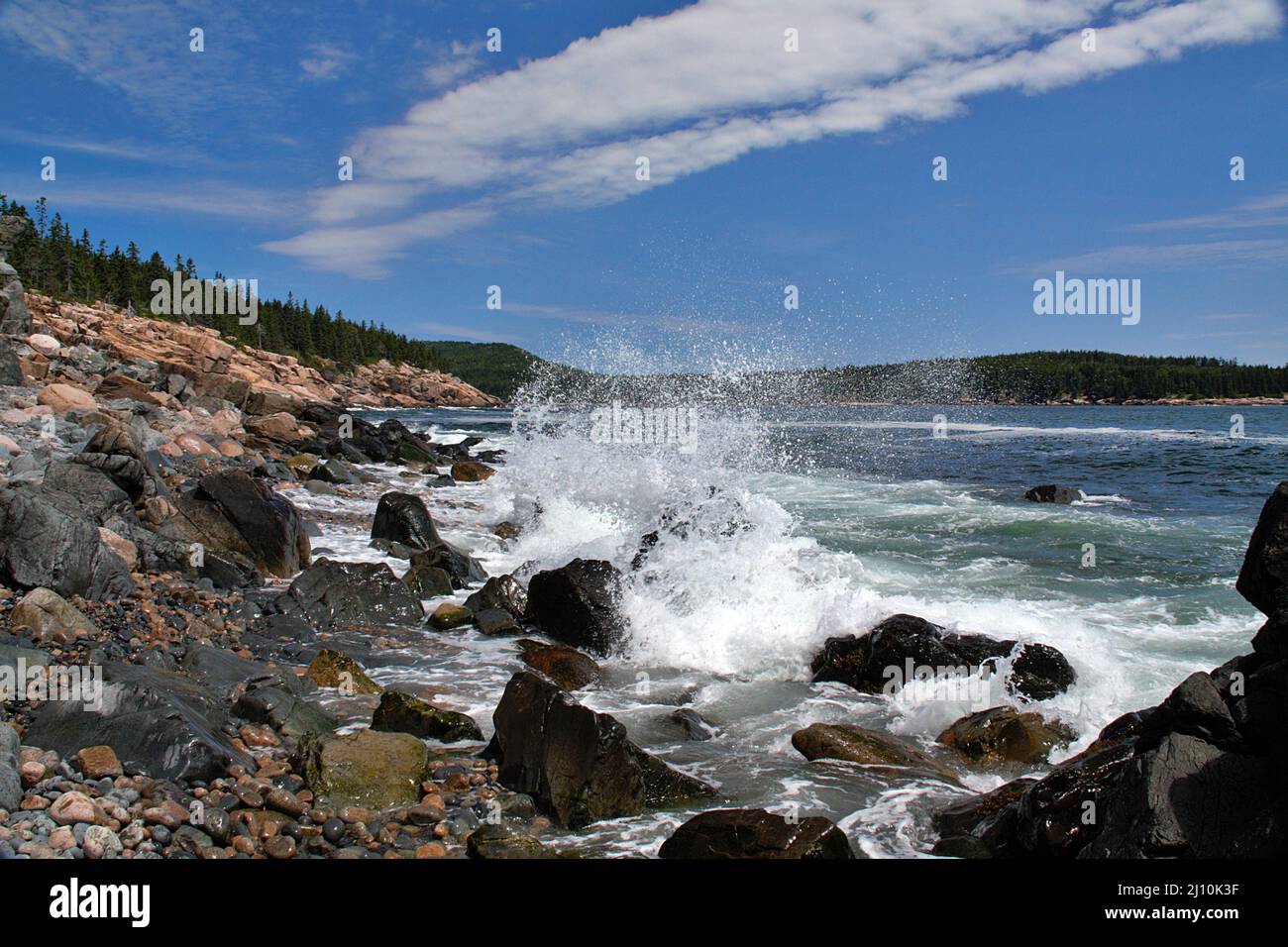 Beautiful shot of the Acadia shoreline under the cloudy skies Stock ...