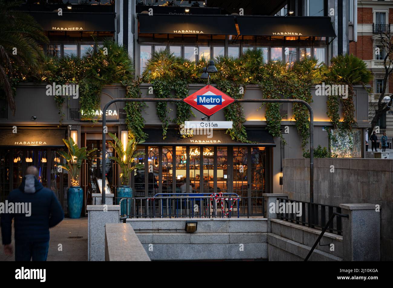 Exterior of the Colon metro stop in Madrid, Spain Stock Photo - Alamy