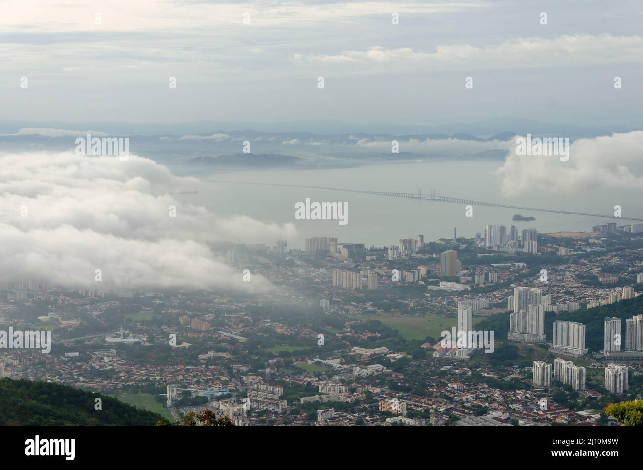 Morning low cloud of Penang Town and Bridge Stock Photo - Alamy