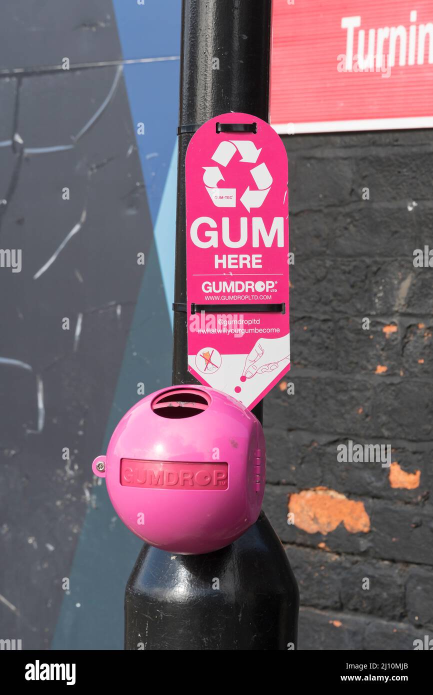 Pink Gumdrop bin for used chewing gum Stock Photo - Alamy