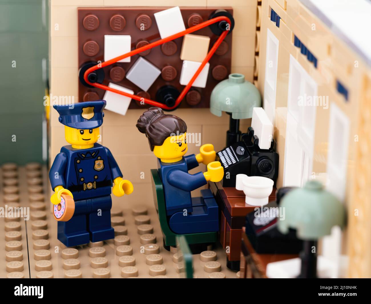 Tambov, Russian Federation - August 02, 2021 Two Lego police officers ...