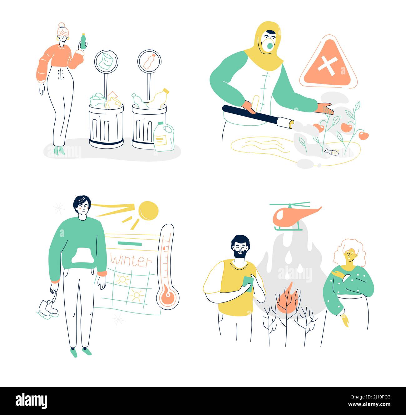 Threat to the environment - colorful flat design style illustration set ...