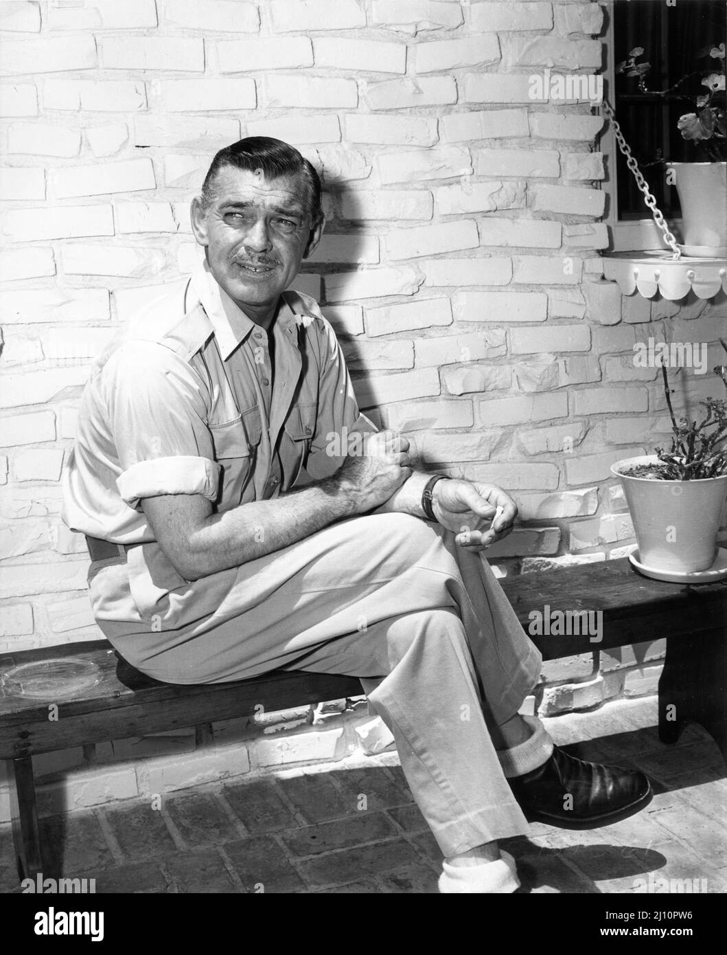 CLARK GABLE 1955 candid publicity portrait at his Ranch in Encino ...