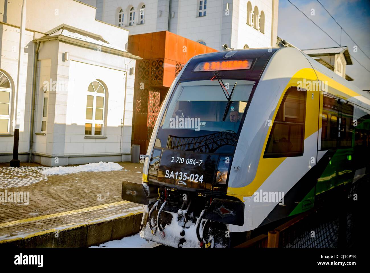 Warsaw, Poland - November 29, 2016: Modern high-speed train is on the ...