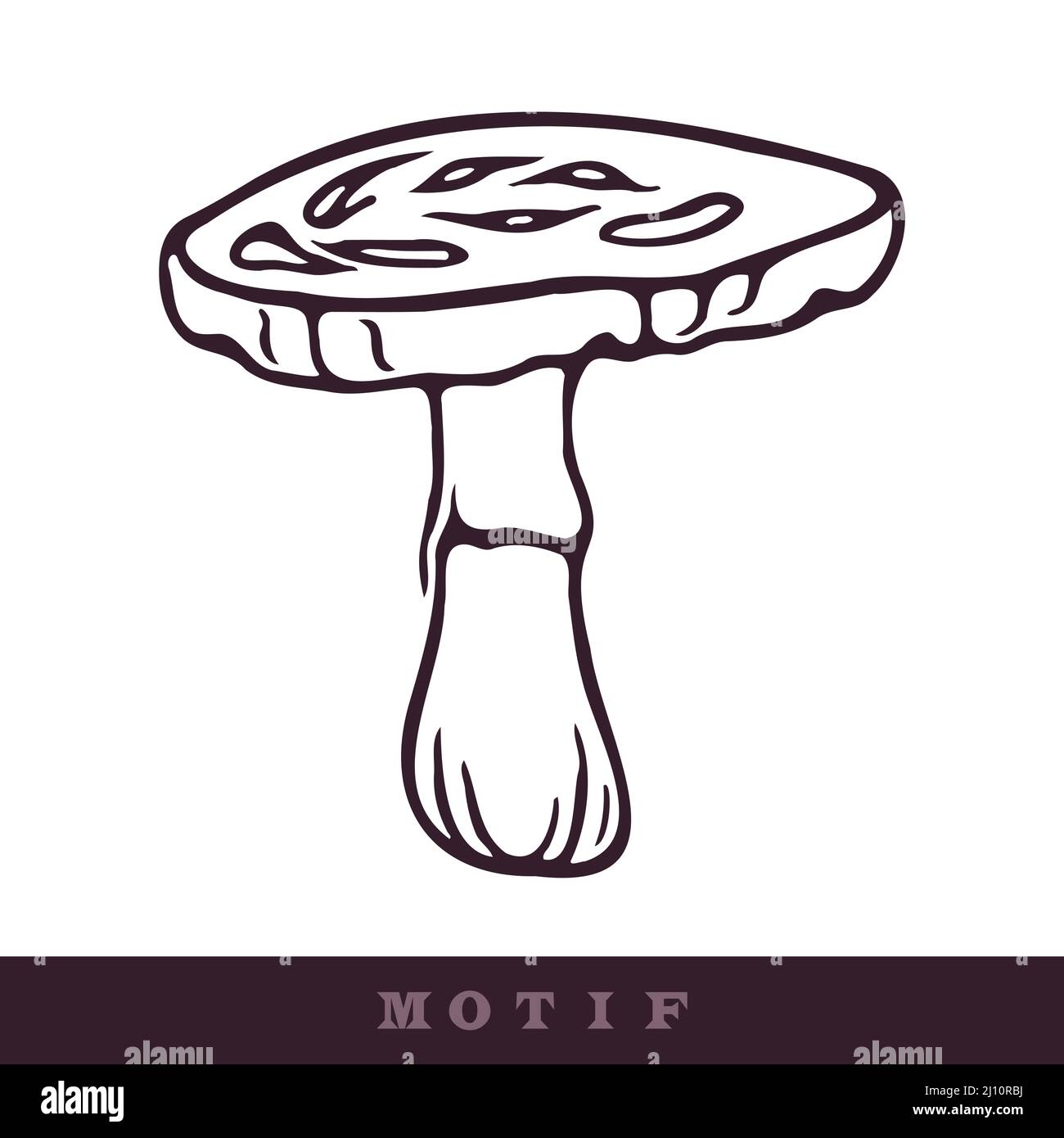 Hand drawn wild mushroom vector motif. Seamless trendy purple biology ...