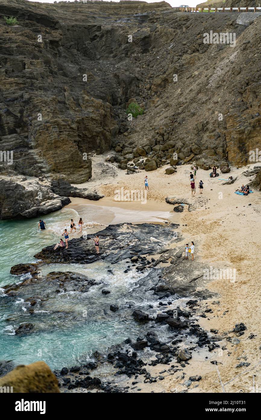 Sea Beach Reefs Halona Cove Halona Blowhole Oahu Hawaii Stock Photo - Alamy