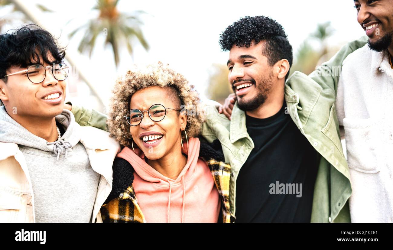 Multicultural people walking at travel location - Everyday life style ...