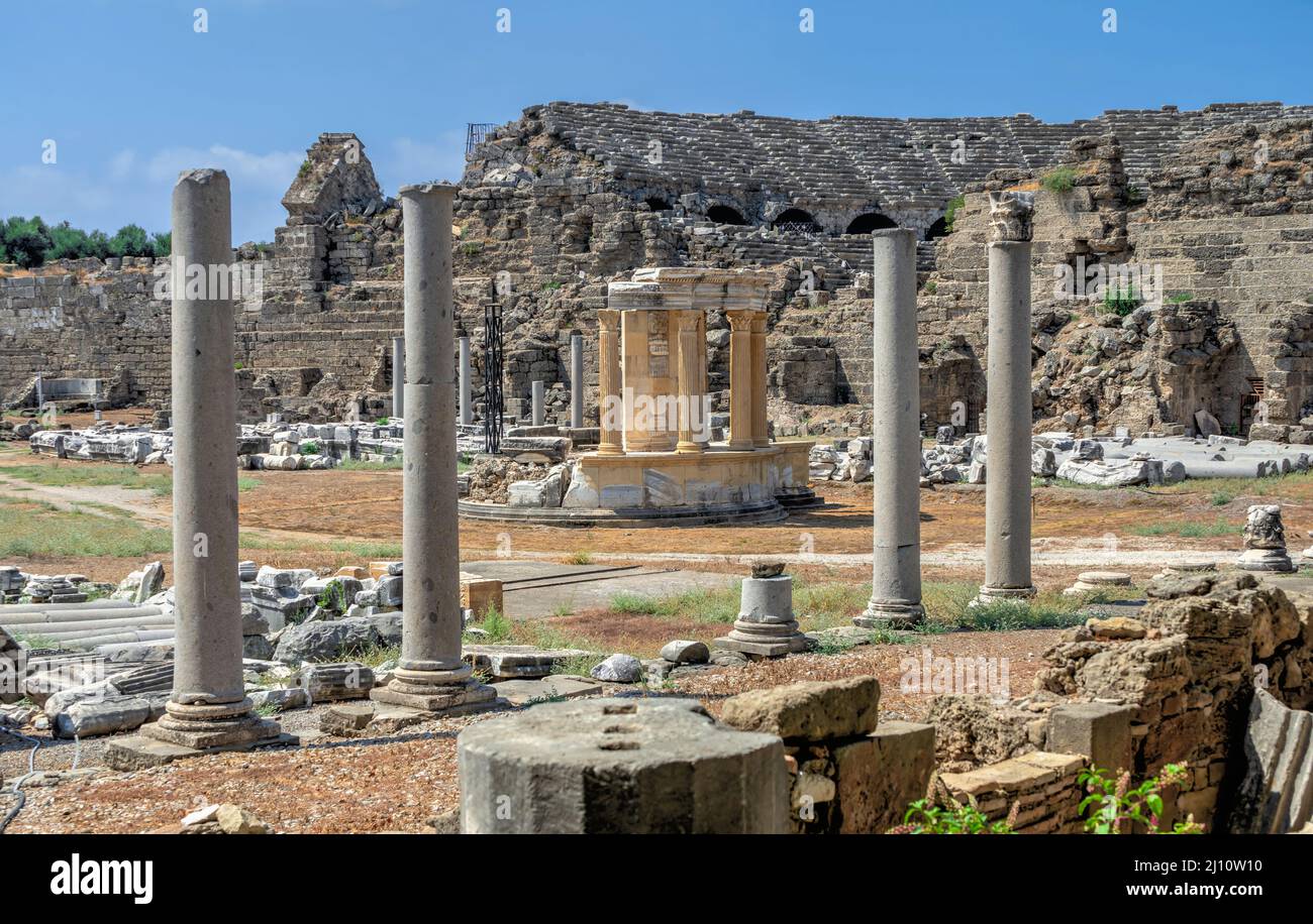 Side ancient city in Antalya province of Turkey Stock Photo - Alamy
