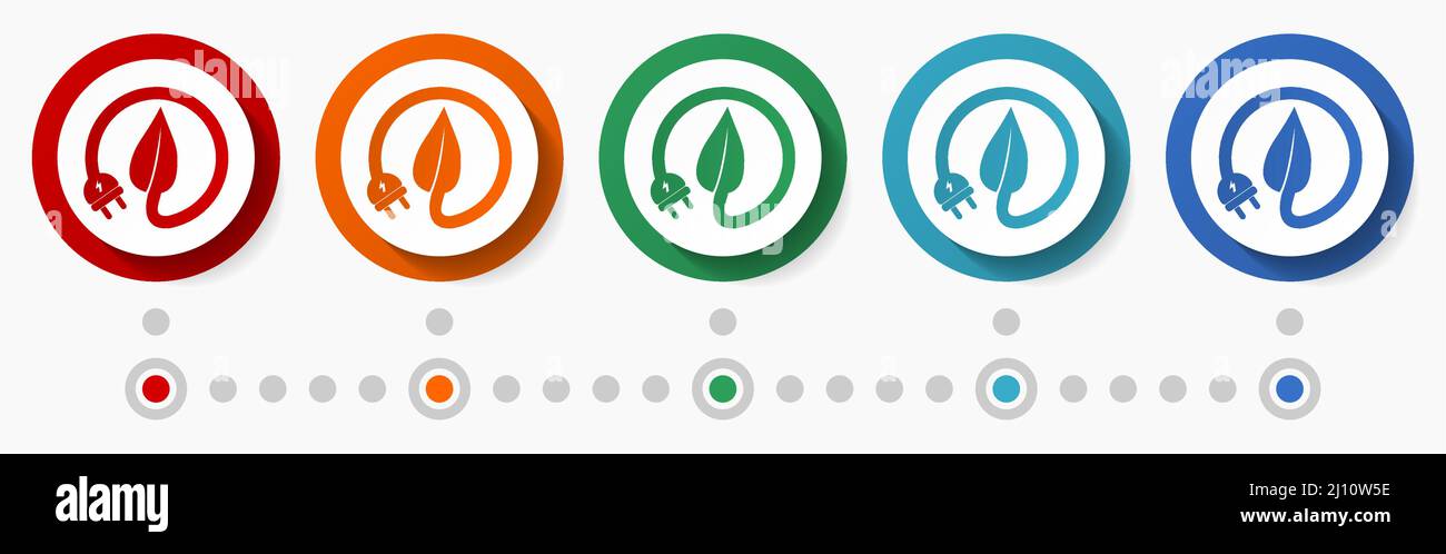 Renewable, green energy concept vector icon set, flat design colorful ...