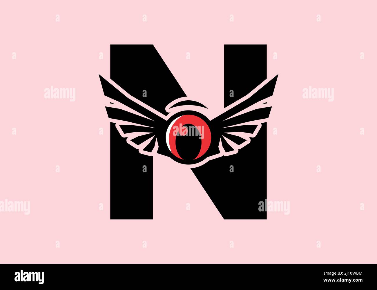 N initial letter with red eye wings design Stock Vector Image & Art - Alamy