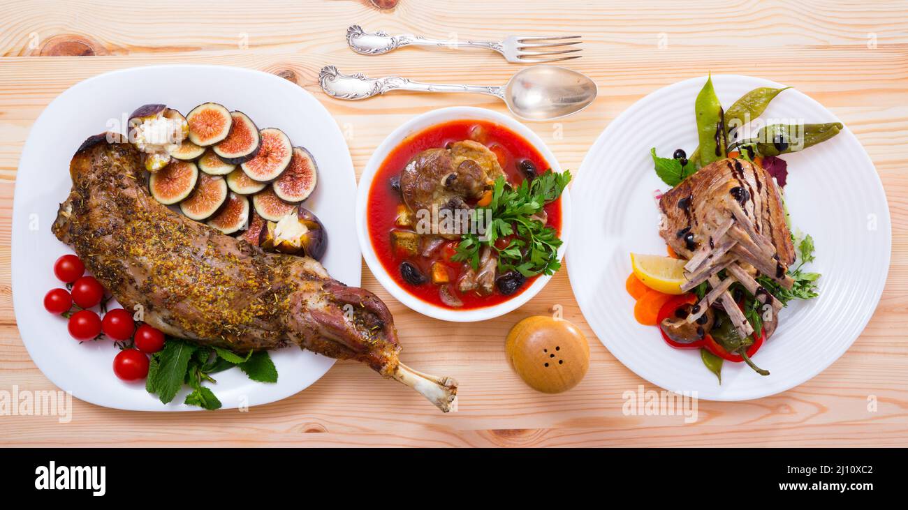 Set of assorted lamb dishes Stock Photo - Alamy