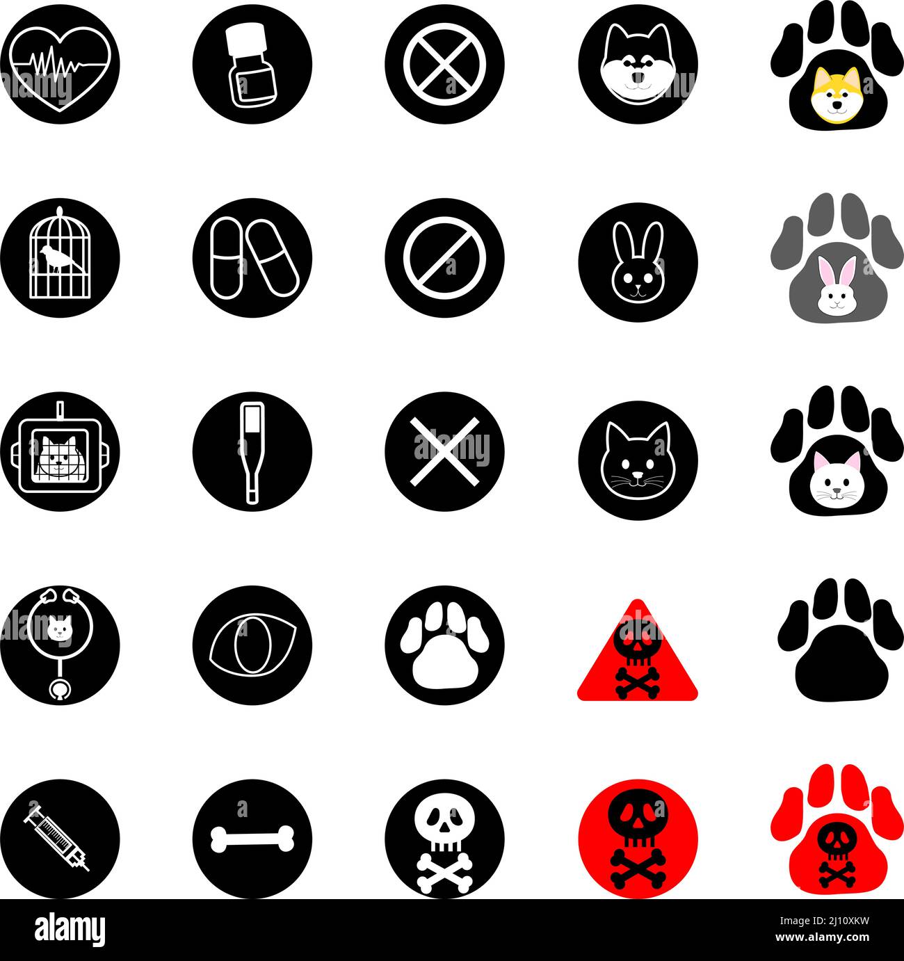 Collection of the vet clinic, simple line veterinary medicine icons ...