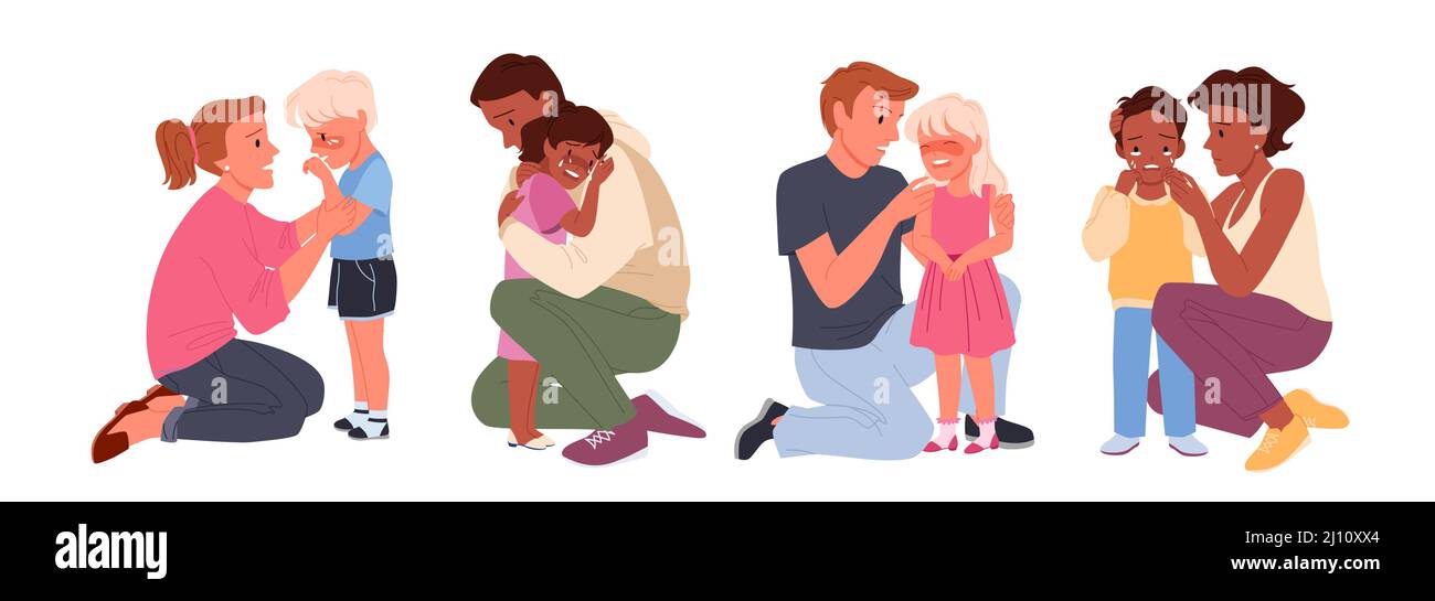 Child crying parents hug Stock Vector Images - Alamy