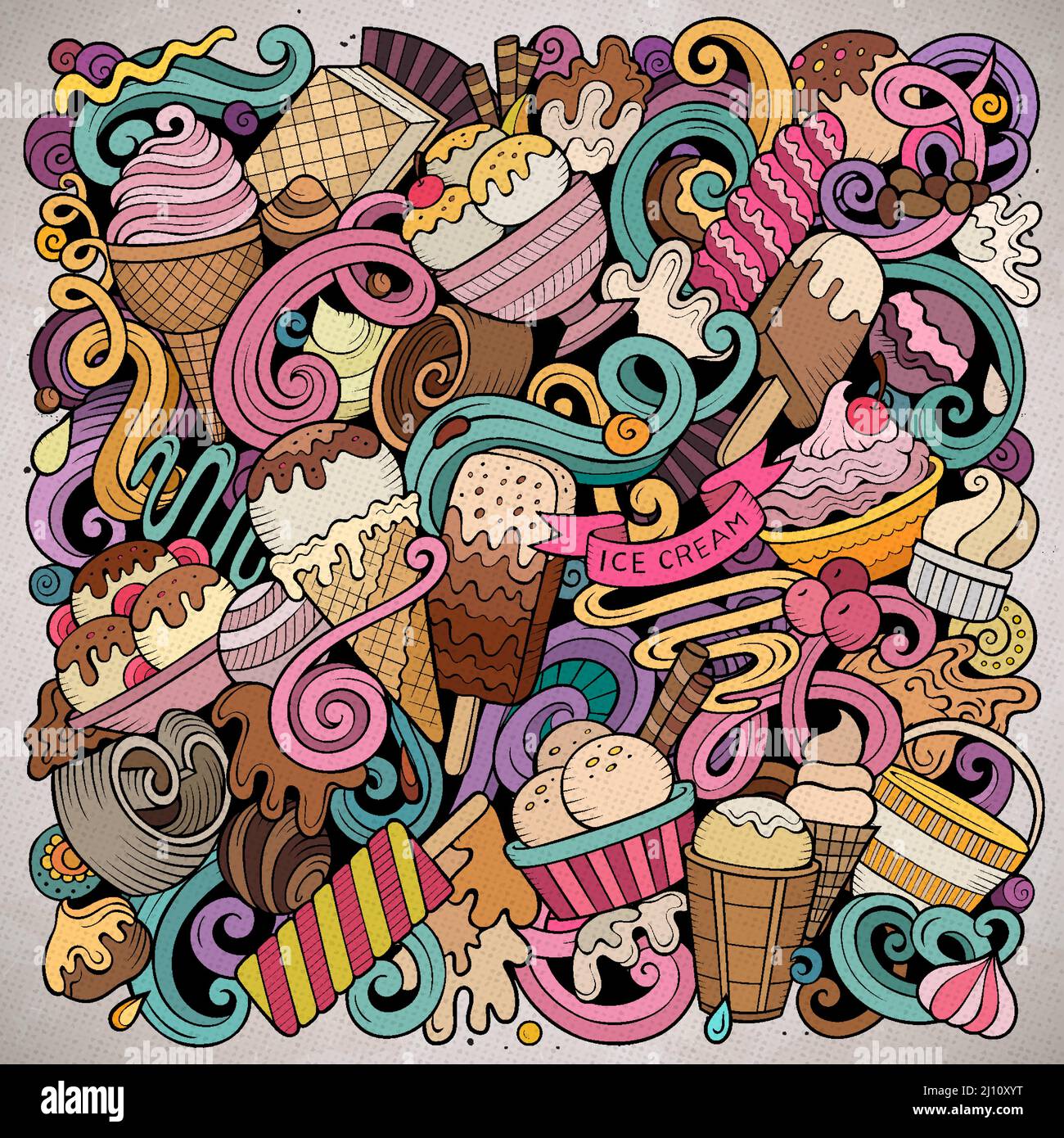 Ice Cream hand drawn vector doodles illustration Stock Vector Image ...