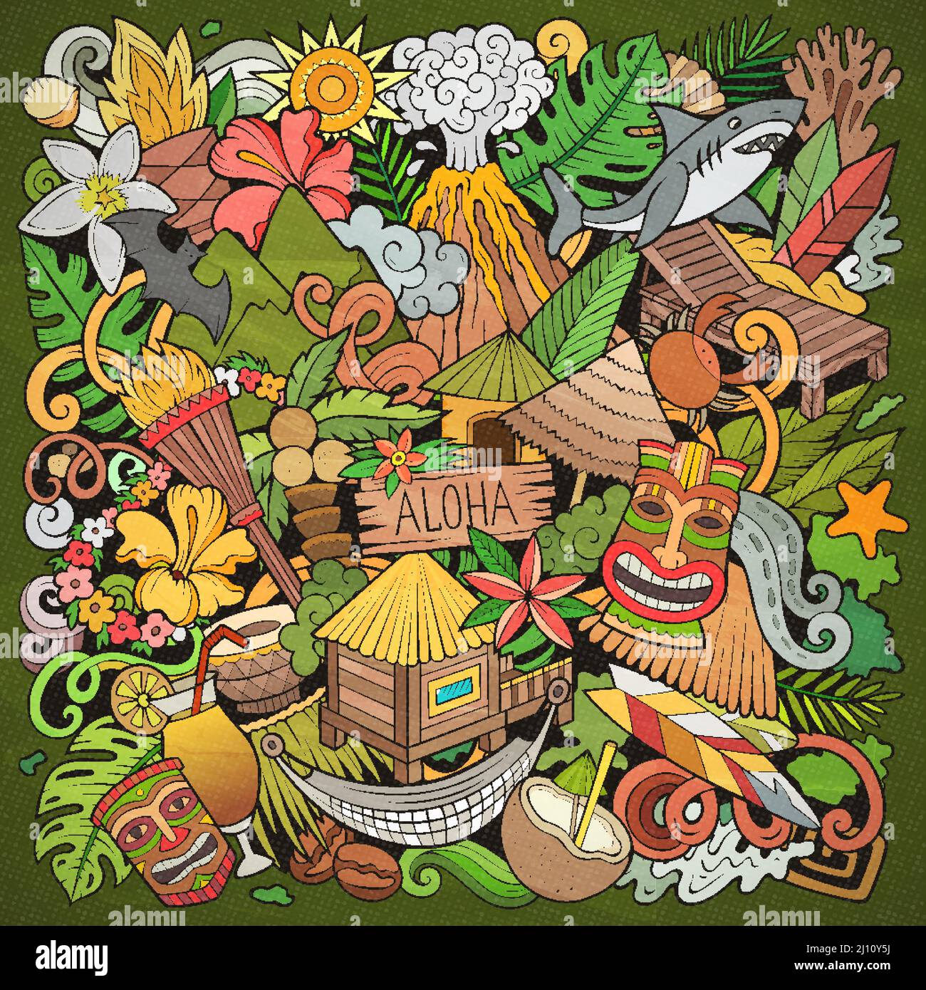 Hawaii cartoon vector doodles illustration Stock Vector Image & Art - Alamy