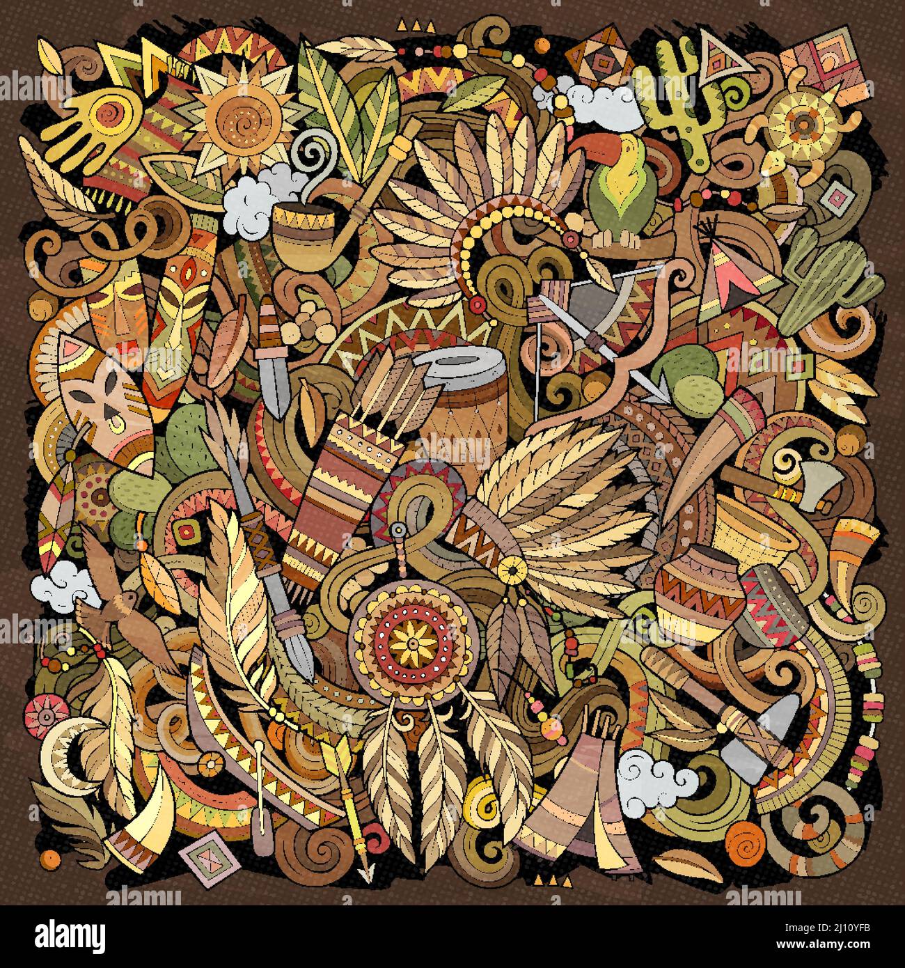 Native American hand drawn vector doodles illustration Stock Vector ...