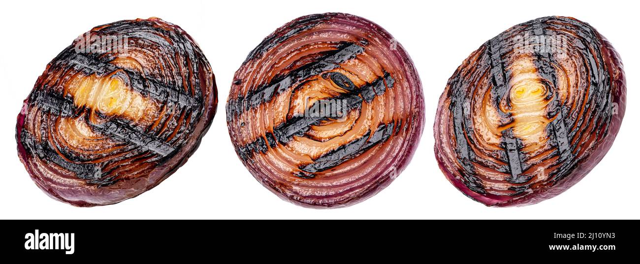 Grilled red onion isolated on white background Stock Photo - Alamy