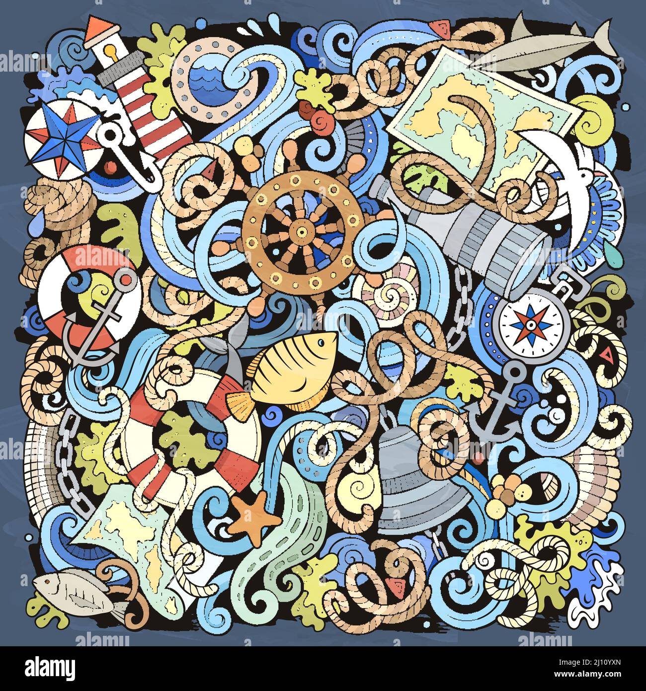 Nautical hand drawn vector doodles funny illustration Stock Vector ...