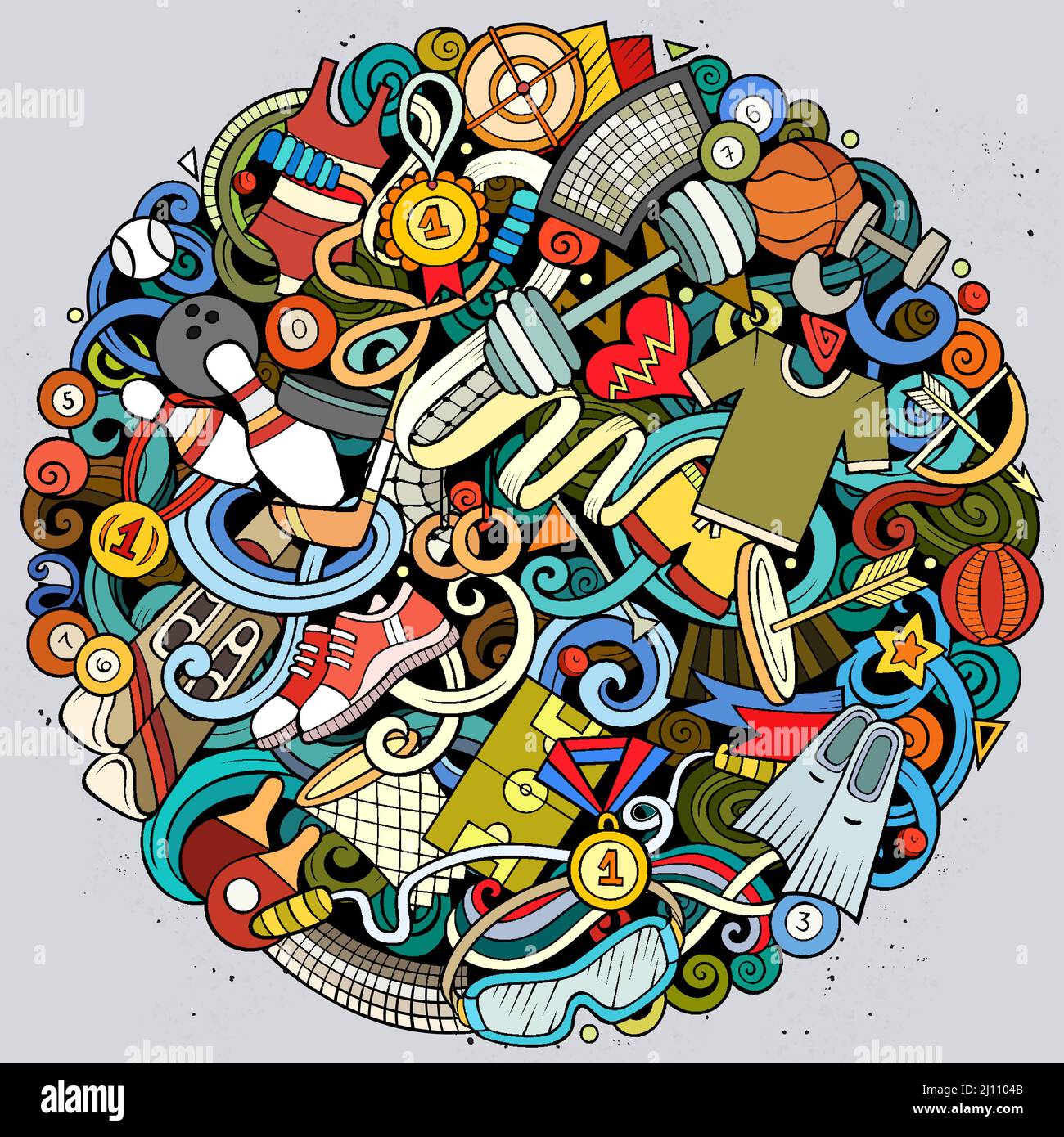 Sports hand drawn vector doodles illustration. Activities poster design ...