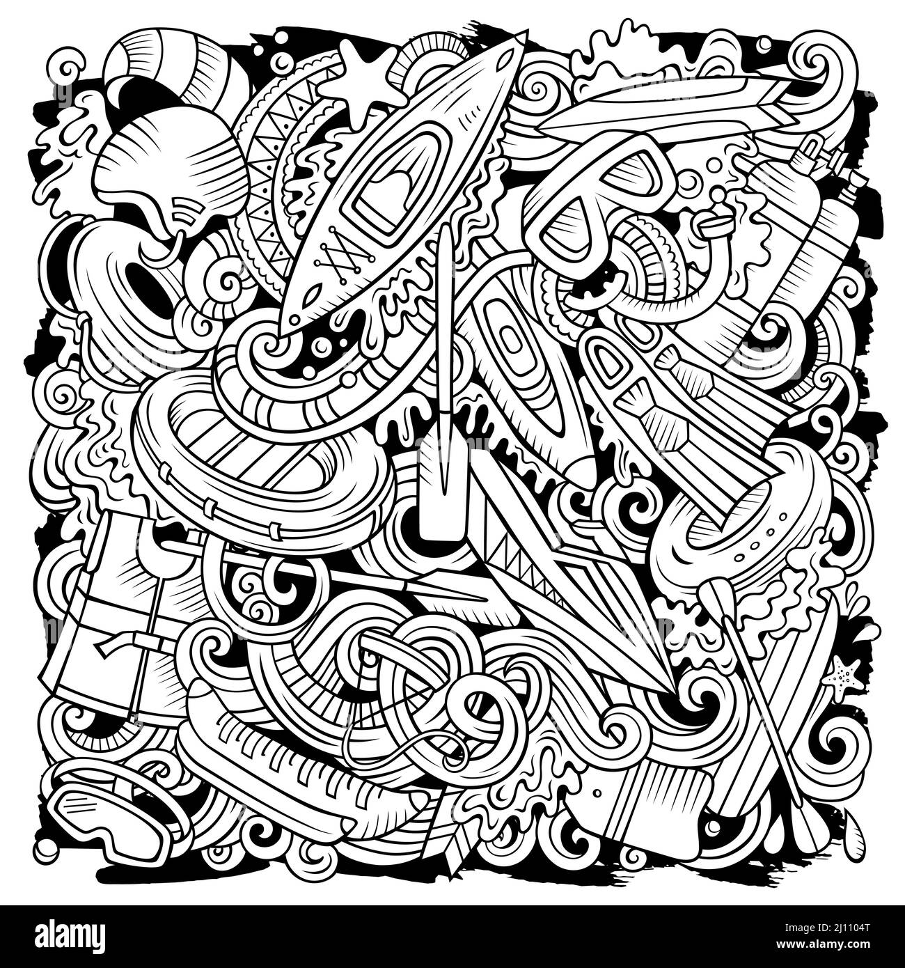 Water Sports hand drawn vector doodles illustration Stock Vector Image ...