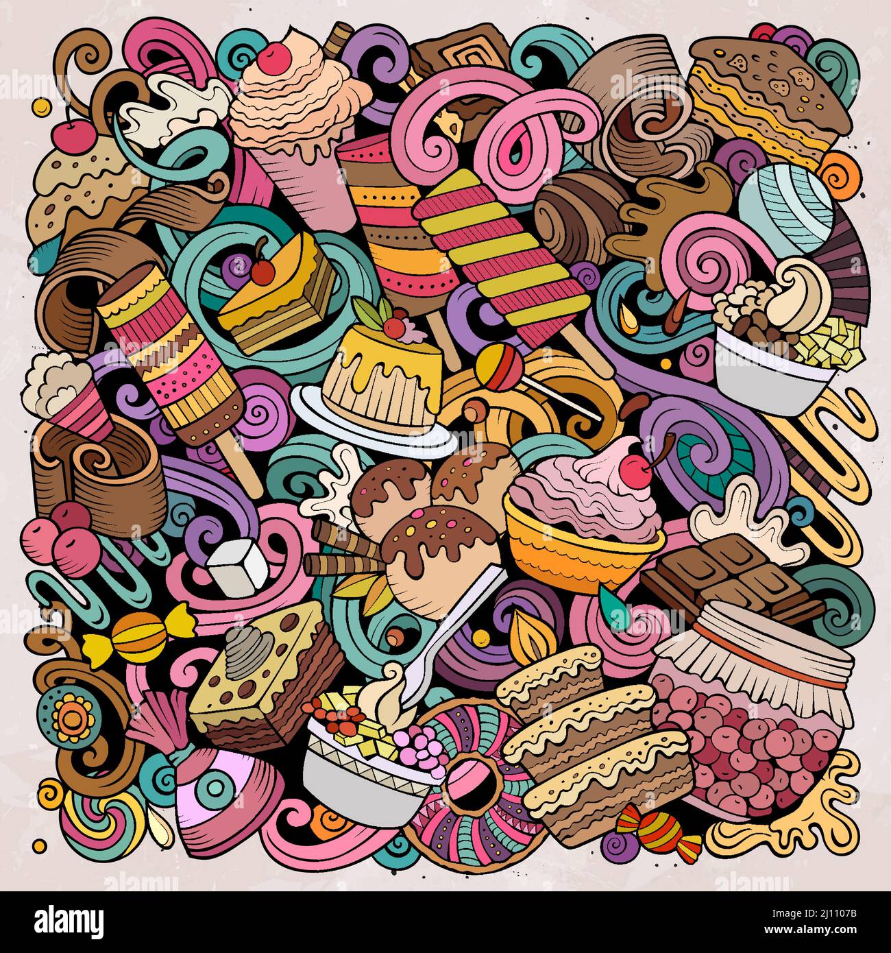 Sweet food cartoon vector doodles illustration Stock Vector Image & Art ...