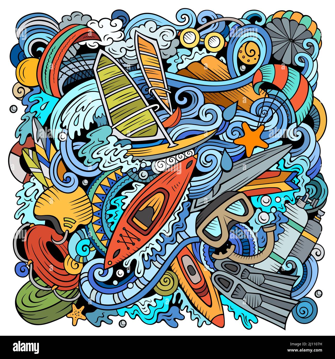 Water Sports hand drawn vector doodles illustration Stock Vector Image ...