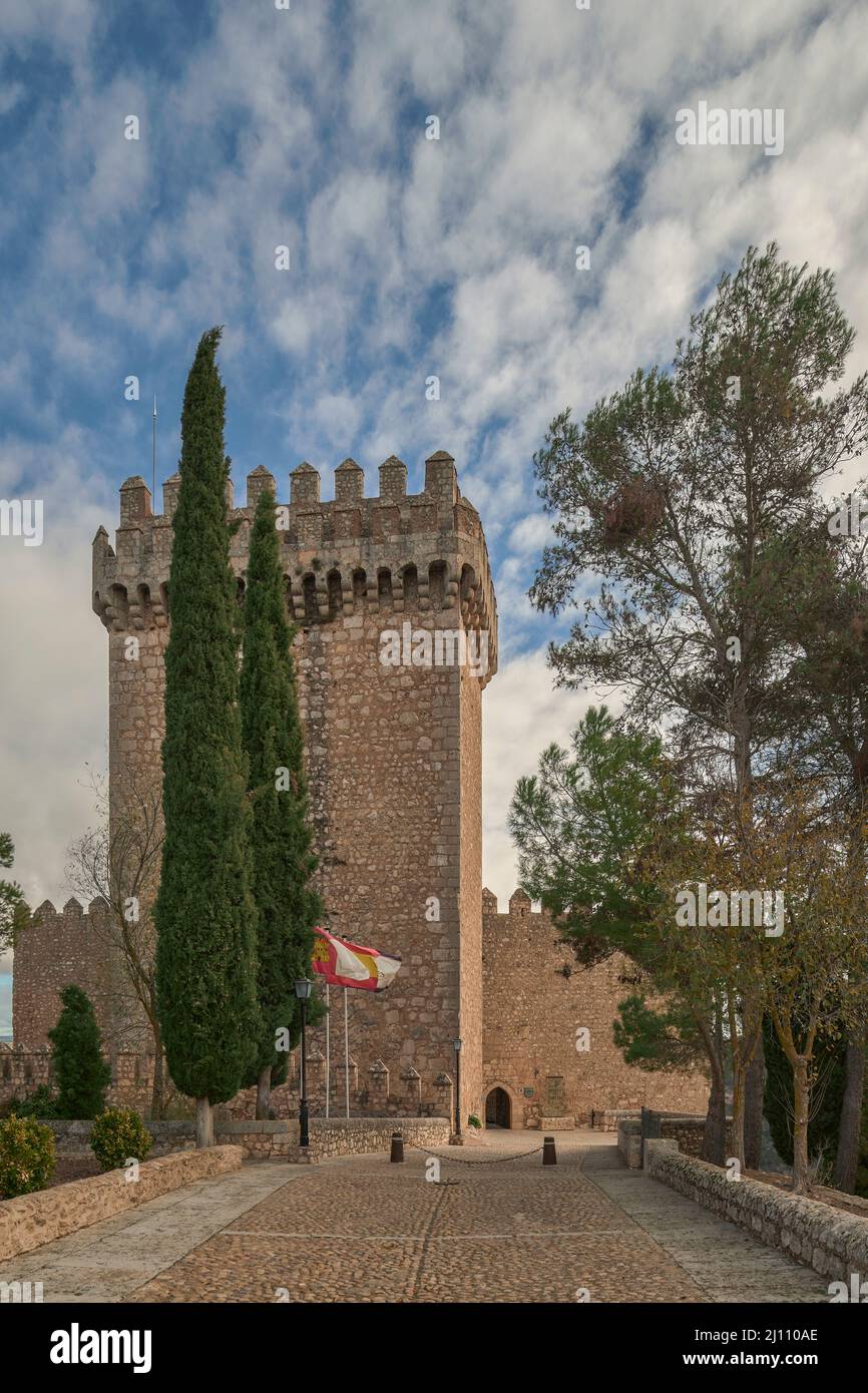 Castle now parador hotel de la fortified medieval town of Alarcon in ...
