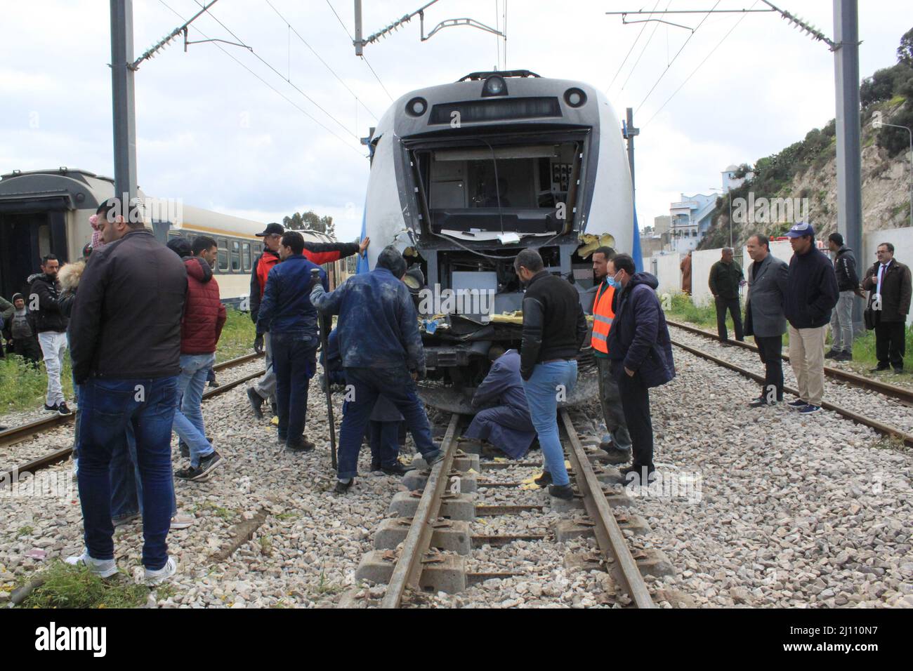 A collision between two trains left 95 injured who were transported to ...
