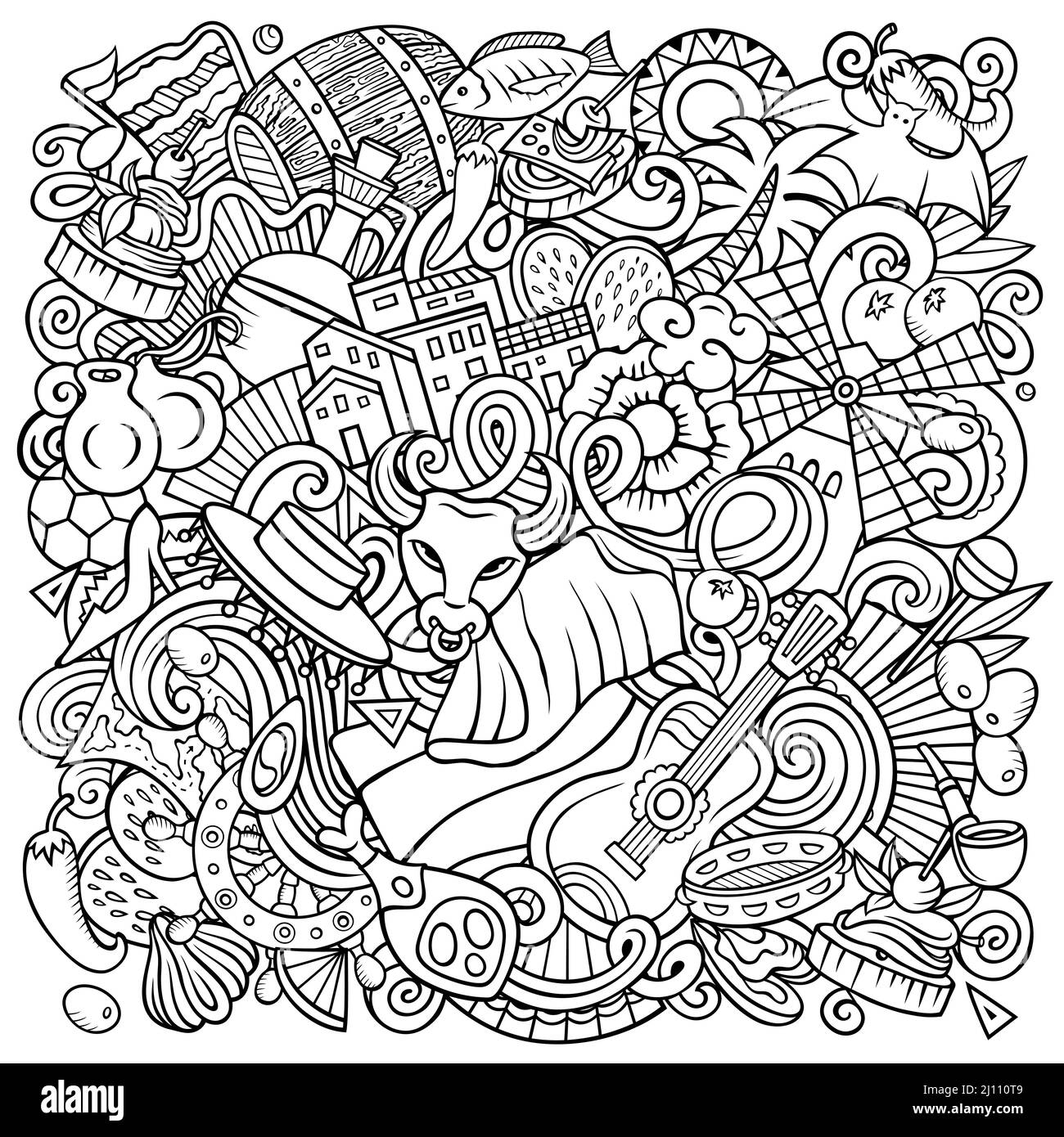 Spain cartoon vector doodles illustration Stock Vector Image & Art - Alamy