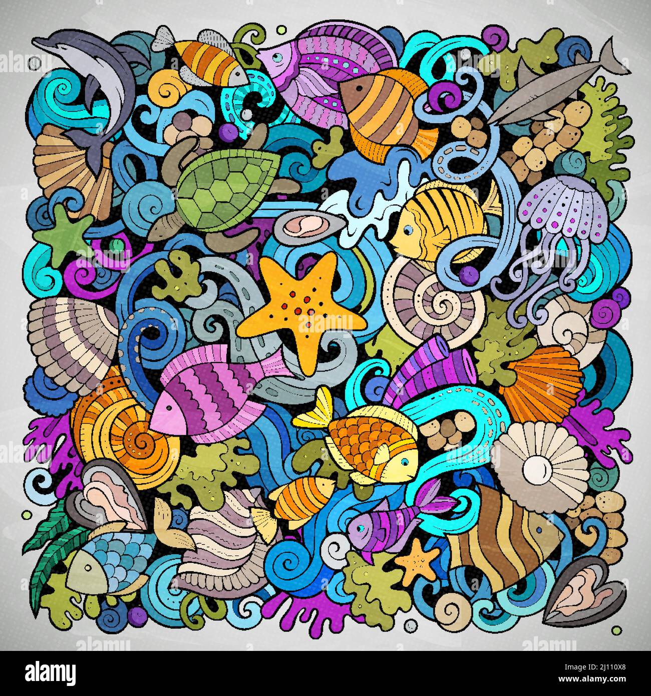 Cartoon vector doodles Underwater world illustration Stock Vector Image ...